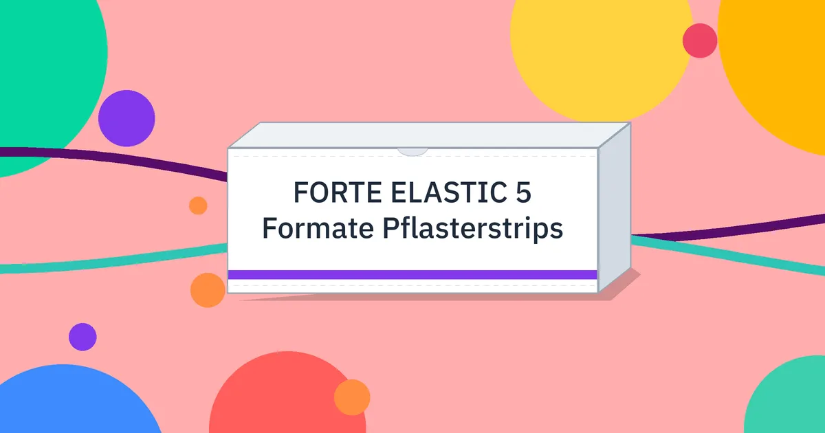 Symbolbild: Packung mit der Aufschrift FORTE ELASTIC 5 Formate Pflasterstrips (PZN 18105610) – Verfügbarkeit und Bezug in Apotheken in Frankfurt am Main