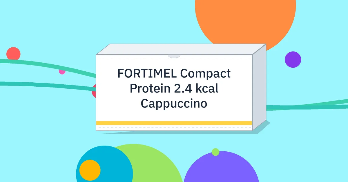 Symbolbild: Packung mit der Aufschrift FORTIMEL Compact Protein 2.4 kcal Cappuccino (PZN 20055026) – Verfügbarkeit und Bezug in Apotheken in Frankfurt am Main