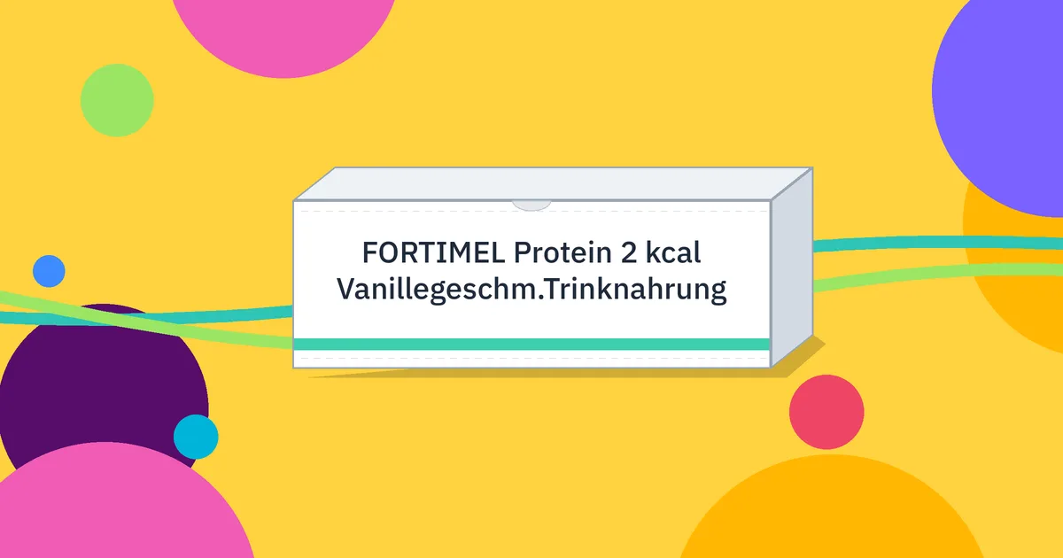 Symbolbild: Packung mit der Aufschrift FORTIMEL Protein 2 kcal Vanillegeschm.Trinknahrung (PZN 19751418) – Verfügbarkeit und Bezug in Apotheken in Frankfurt am Main