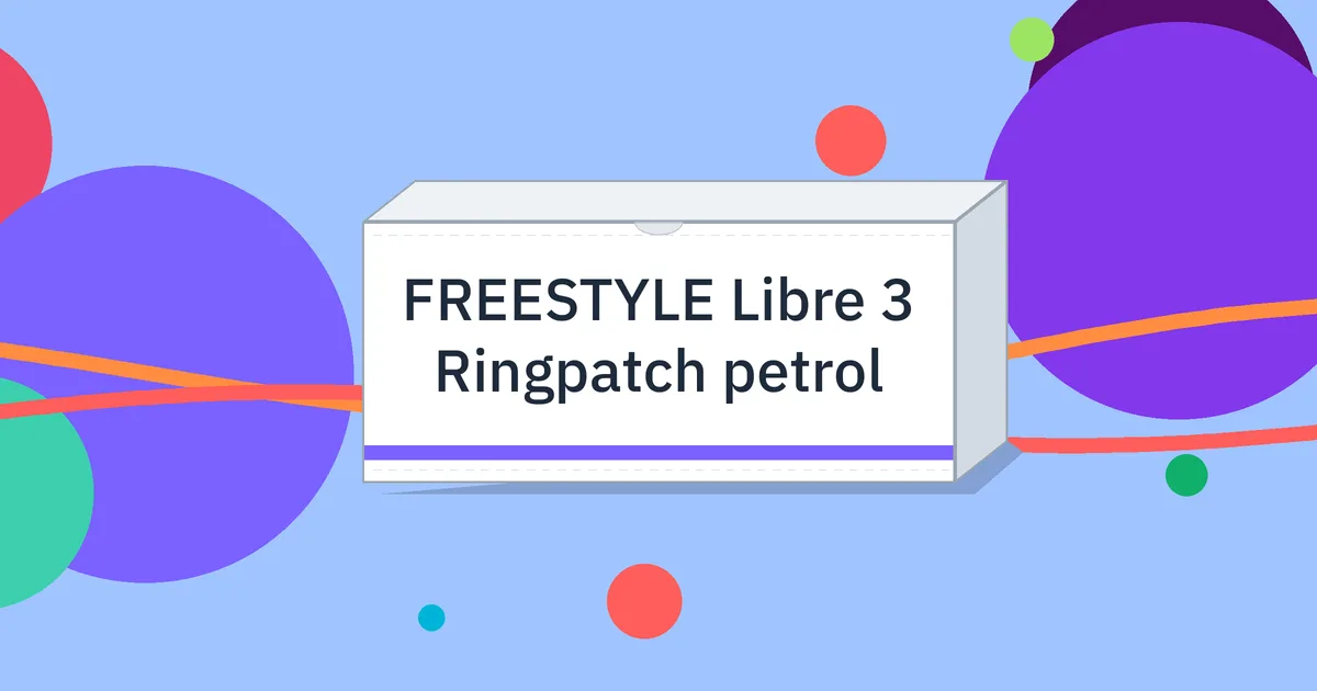 Symbolbild: Packung mit der Aufschrift FREESTYLE Libre 3 Ringpatch petrol (PZN 19865033) – Verfügbarkeit und Bezug in Apotheken in Frankfurt am Main