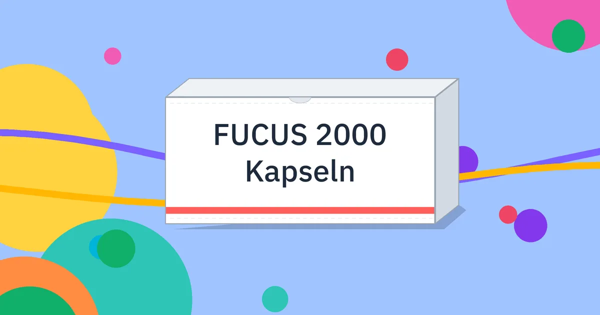 Symbolbild: Packung mit der Aufschrift FUCUS 2000 Kapseln (PZN 09748734) – Verfügbarkeit und Bezug in Apotheken in Frankfurt am Main
