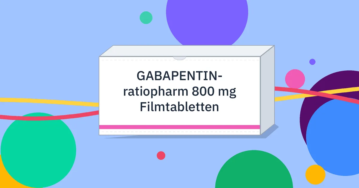 Symbolbild: Packung mit der Aufschrift GABAPENTIN-ratiopharm 800 mg Filmtabletten (PZN 13158234) – Verfügbarkeit und Bezug in Apotheken in Frankfurt am Main