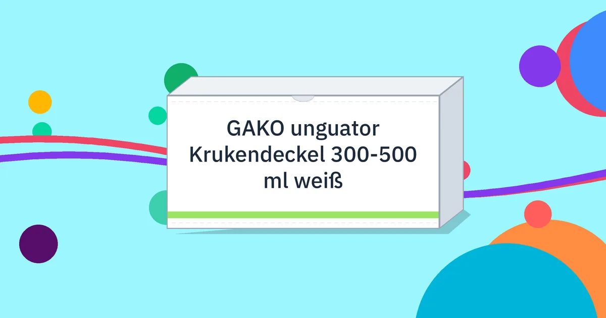 Symbolbild: Packung mit der Aufschrift GAKO unguator Krukendeckel 300-500 ml weiß (PZN 11603606) – Verfügbarkeit und Bezug in Apotheken in Frankfurt am Main