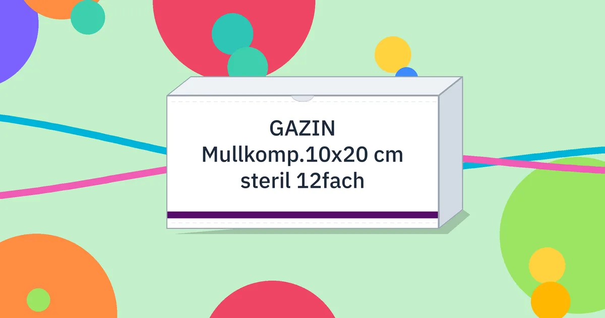 Symbolbild: Packung mit der Aufschrift GAZIN Mullkomp.10x20 cm steril 12fach (PZN 01511725) – Verfügbarkeit und Bezug in Apotheken in Frankfurt am Main