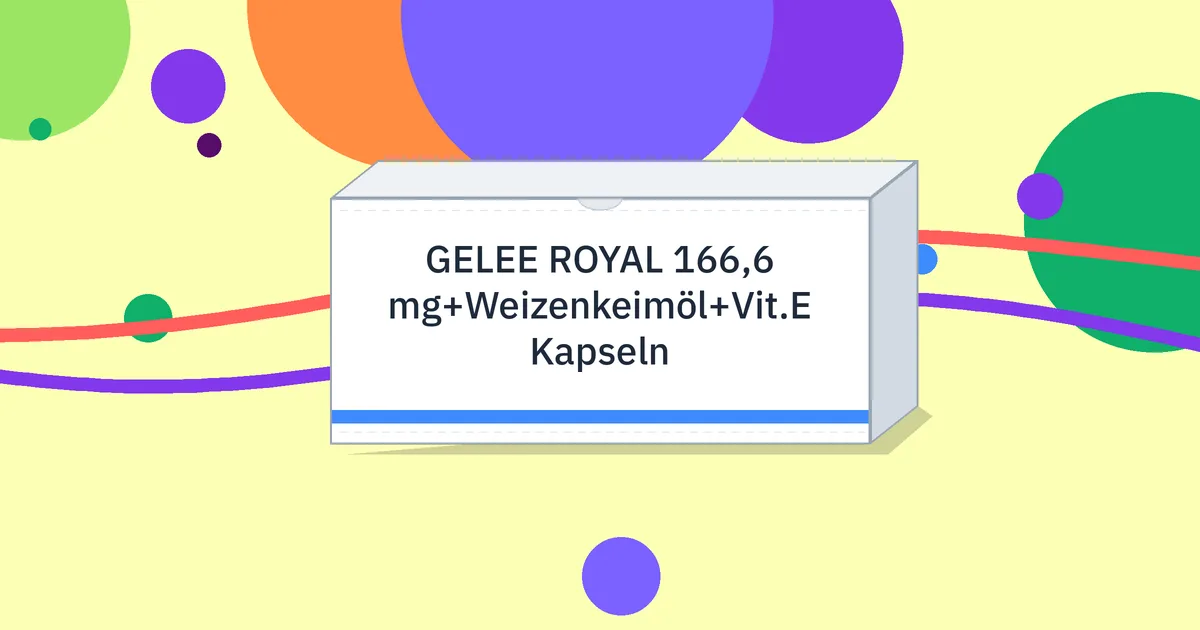 Symbolbild: Packung mit der Aufschrift GELEE ROYAL 166,6 mg+Weizenkeimöl+Vit.E Kapseln (PZN 16590191) – Verfügbarkeit und Bezug in Apotheken in Frankfurt am Main