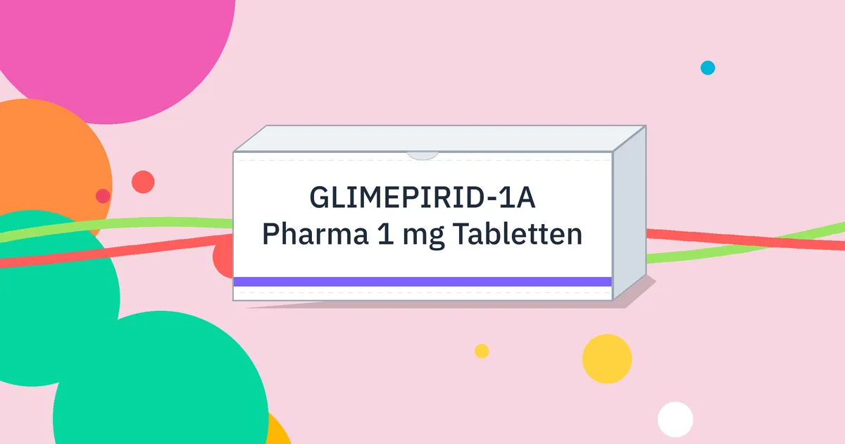 Symbolbild: Packung mit der Aufschrift GLIMEPIRID-1A Pharma 1 mg Tabletten (PZN 04537659) – Verfügbarkeit und Bezug in Apotheken in Frankfurt am Main