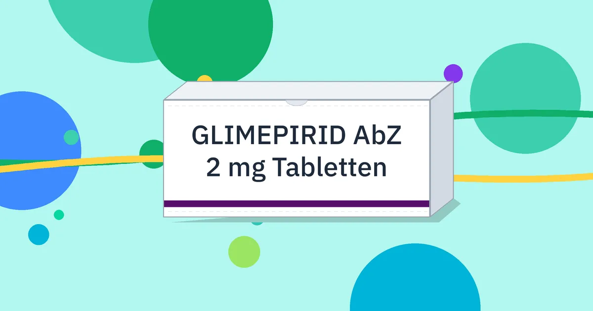 Symbolbild: Packung mit der Aufschrift GLIMEPIRID AbZ 2 mg Tabletten (PZN 01727081) – Verfügbarkeit und Bezug in Apotheken in Frankfurt am Main