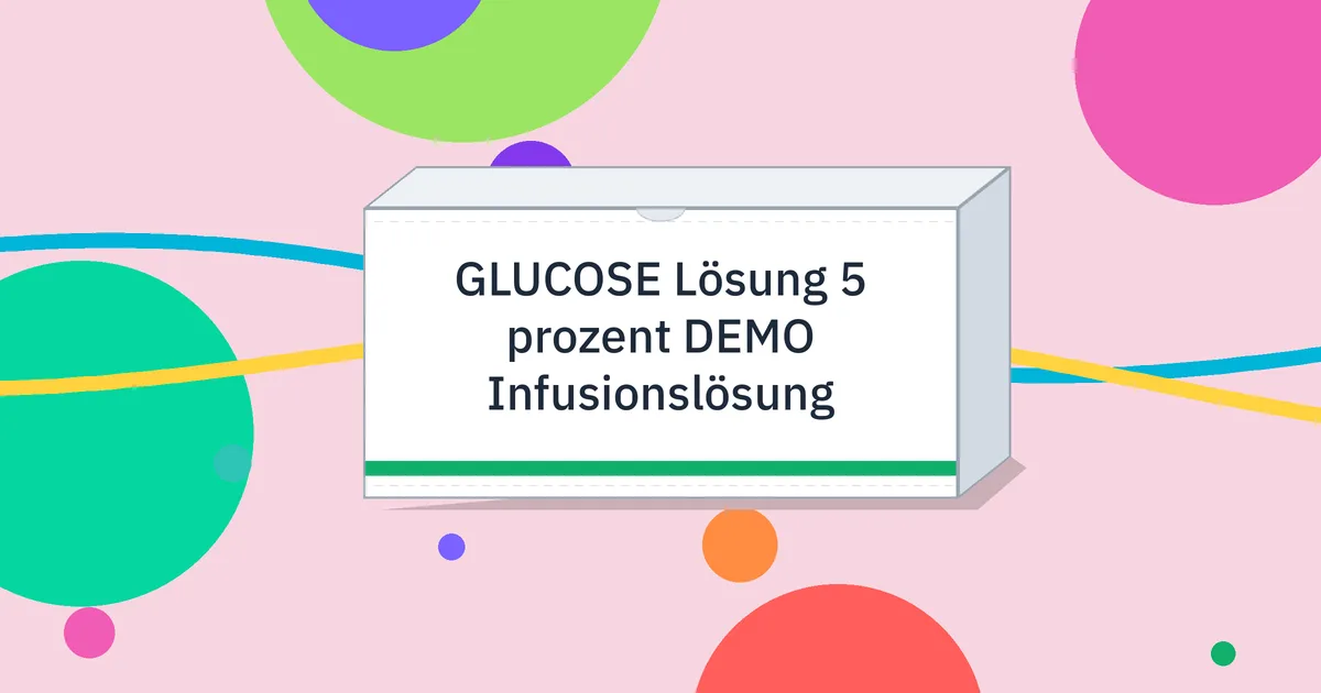Symbolbild: Packung mit der Aufschrift GLUCOSE Lösung 5 prozent DEMO Infusionslösung (PZN 10275330) – Verfügbarkeit und Bezug in Apotheken in Frankfurt am Main
