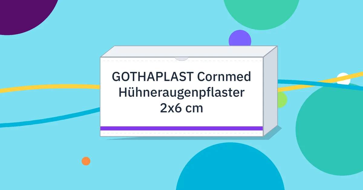 Symbolbild: Packung mit der Aufschrift GOTHAPLAST Cornmed Hühneraugenpflaster 2x6 cm (PZN 06339722) – Verfügbarkeit und Bezug in Apotheken in Frankfurt am Main