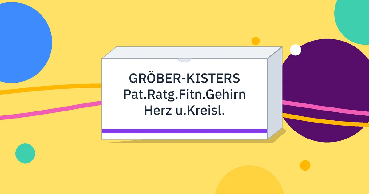 Symbolbild: Packung mit der Aufschrift GRÖBER-KISTERS Pat.Ratg.Fitn.Gehirn Herz u.Kreisl. (PZN 11117426) – Verfügbarkeit und Bezug in Apotheken in Frankfurt am Main