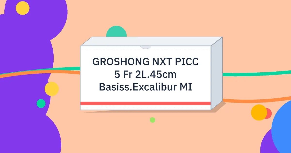 Symbolbild: Packung mit der Aufschrift GROSHONG NXT PICC 5 Fr 2L.45cm Basiss.Excalibur MI (PZN 12398806) – Verfügbarkeit und Bezug in Apotheken in Frankfurt am Main