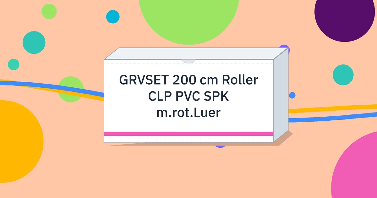 Symbolbild: Packung mit der Aufschrift GRVSET 200 cm Roller CLP PVC SPK m.rot.Luer (PZN 17897425) – Verfügbarkeit und Bezug in Apotheken in Frankfurt am Main