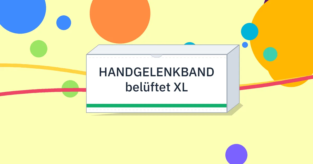 Symbolbild: Packung mit der Aufschrift HANDGELENKBAND belüftet XL (PZN 19070090) – Verfügbarkeit und Bezug in Apotheken in Frankfurt am Main