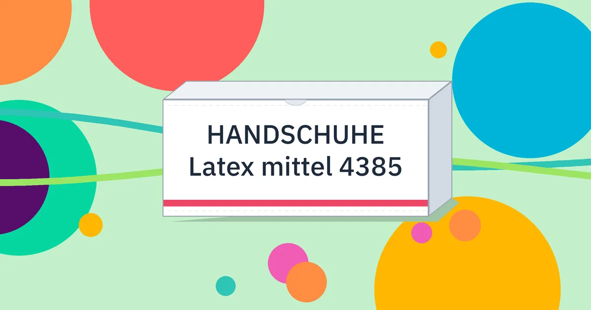 Symbolbild: Packung mit der Aufschrift HANDSCHUHE Latex mittel 4385 (PZN 07610003) – Verfügbarkeit und Bezug in Apotheken in Frankfurt am Main
