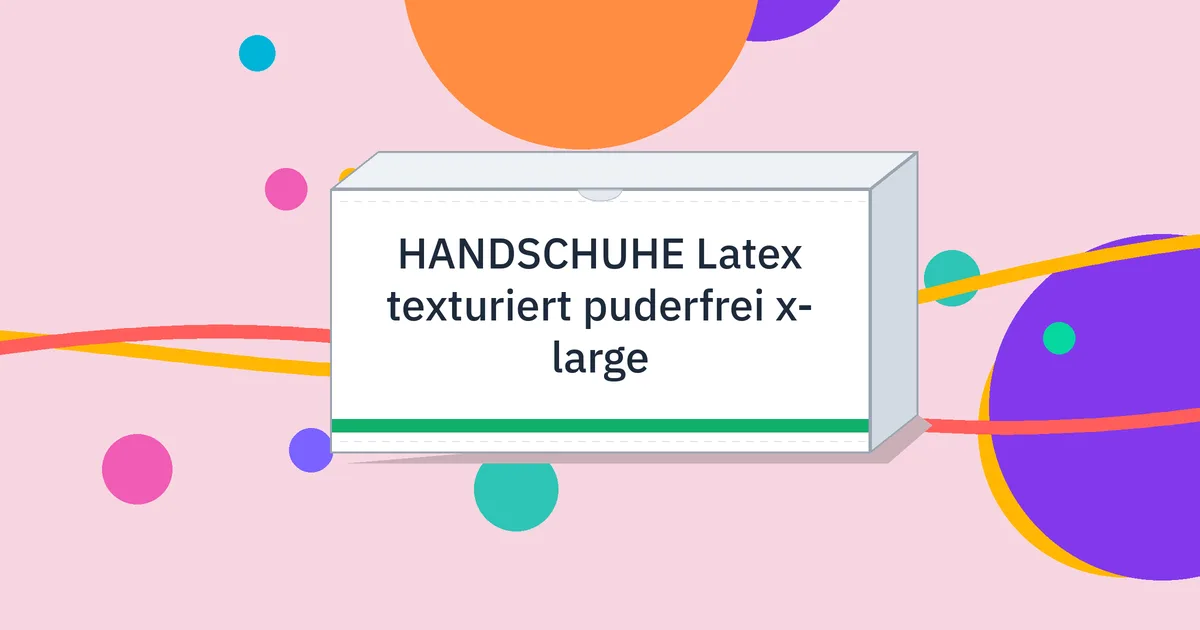 Symbolbild: Packung mit der Aufschrift HANDSCHUHE Latex texturiert puderfrei x-large (PZN 09314243) – Verfügbarkeit und Bezug in Apotheken in Frankfurt am Main
