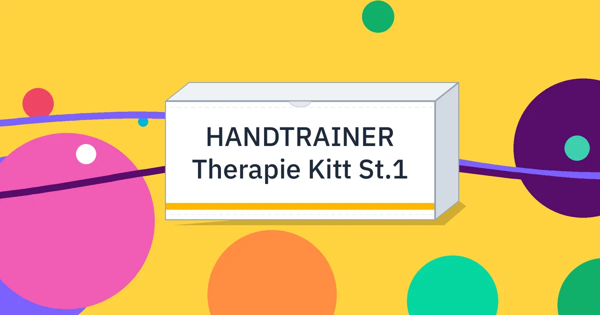 Symbolbild: Packung mit der Aufschrift HANDTRAINER Therapie Kitt St.1 (PZN 02439349) – Verfügbarkeit und Bezug in Apotheken in Frankfurt am Main