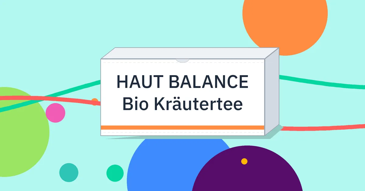 Symbolbild: Packung mit der Aufschrift HAUT BALANCE Bio Kräutertee (PZN 17828571) – Verfügbarkeit und Bezug in Apotheken in Frankfurt am Main
