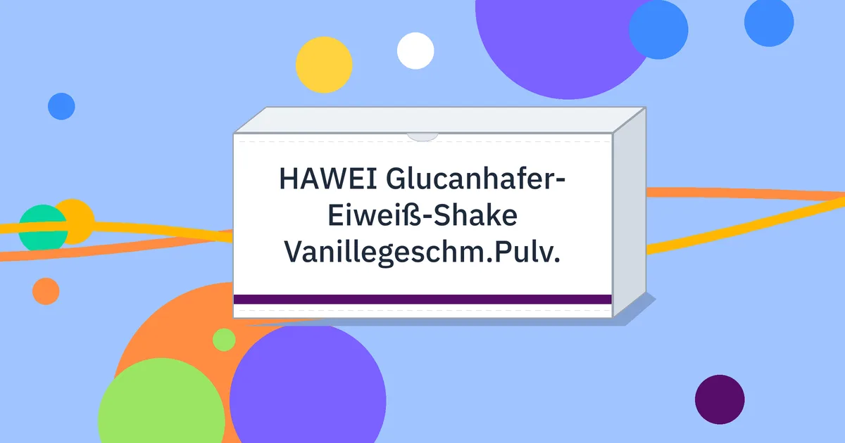 Symbolbild: Packung mit der Aufschrift HAWEI Glucanhafer-Eiweiß-Shake Vanillegeschm.Pulv. (PZN 19995422) – Verfügbarkeit und Bezug in Apotheken in Frankfurt am Main