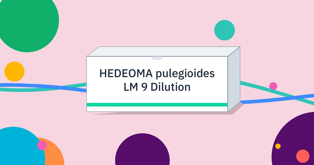 Symbolbild: Packung mit der Aufschrift HEDEOMA pulegioides LM 9 Dilution (PZN 13551121) – Verfügbarkeit und Bezug in Apotheken in Frankfurt am Main