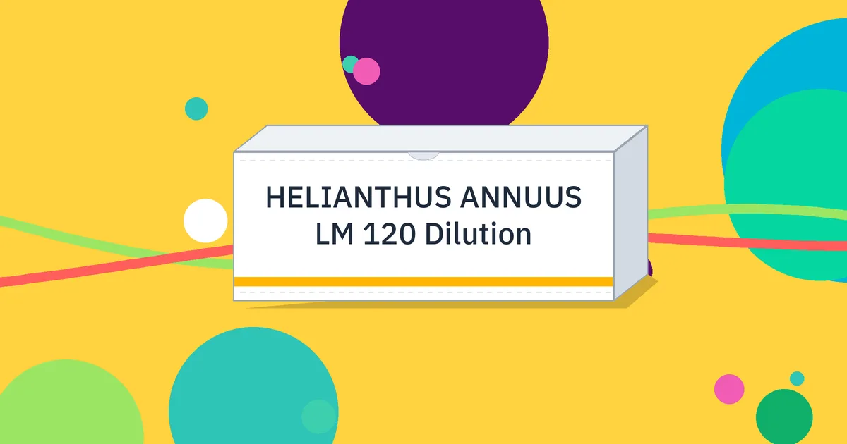Symbolbild: Packung mit der Aufschrift HELIANTHUS ANNUUS LM 120 Dilution (PZN 12886109) – Verfügbarkeit und Bezug in Apotheken in Frankfurt am Main