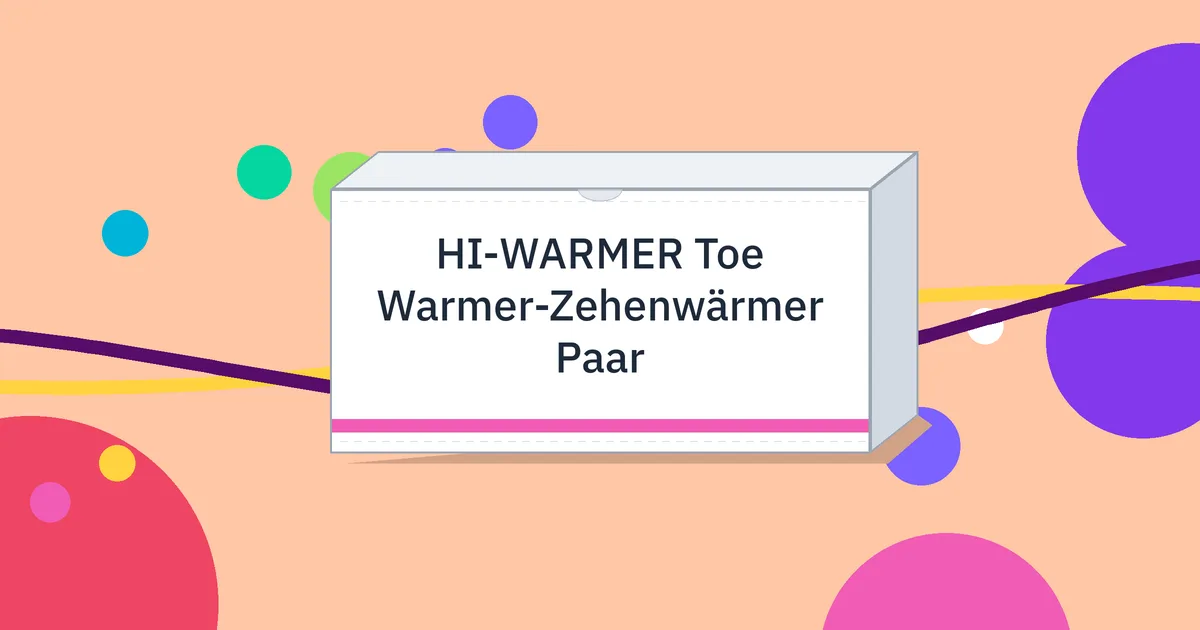 Symbolbild: Packung mit der Aufschrift HI-WARMER Toe Warmer-Zehenwärmer Paar (PZN 19123308) – Verfügbarkeit und Bezug in Apotheken in Frankfurt am Main
