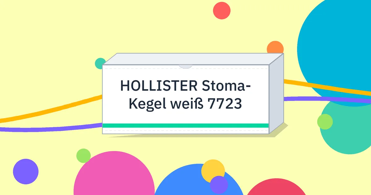 Symbolbild: Packung mit der Aufschrift HOLLISTER Stoma-Kegel weiß 7723 (PZN 02138955) – Verfügbarkeit und Bezug in Apotheken in Frankfurt am Main