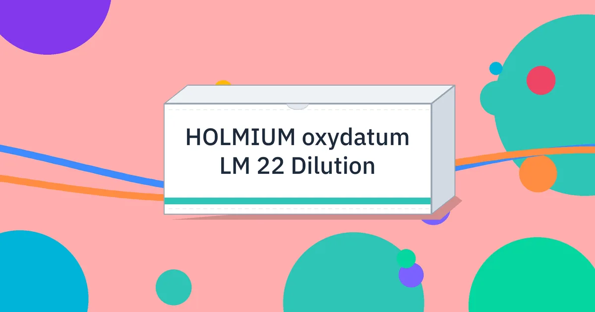 Symbolbild: Packung mit der Aufschrift HOLMIUM oxydatum LM 22 Dilution (PZN 13555001) – Verfügbarkeit und Bezug in Apotheken in Frankfurt am Main