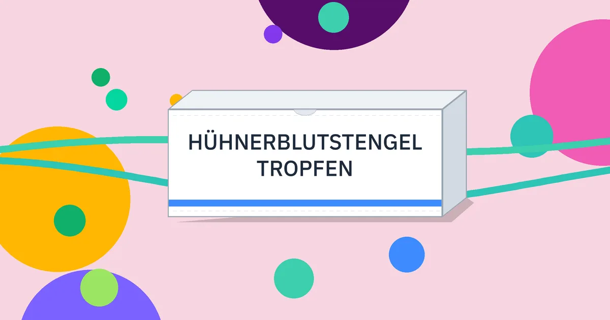Symbolbild: Packung mit der Aufschrift HÜHNERBLUTSTENGEL TROPFEN (PZN 15229926) – Verfügbarkeit und Bezug in Apotheken in Frankfurt am Main