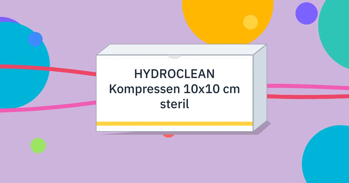 Symbolbild: Packung mit der Aufschrift HYDROCLEAN Kompressen 10x10 cm steril (PZN 18715975) – Verfügbarkeit und Bezug in Apotheken in Frankfurt am Main