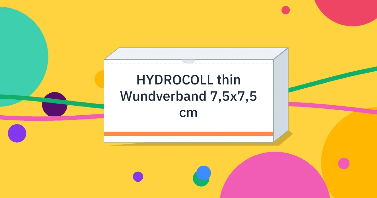 Symbolbild: Packung mit der Aufschrift HYDROCOLL thin Wundverband 7,5x7,5 cm (PZN 00861819) – Verfügbarkeit und Bezug in Apotheken in Frankfurt am Main