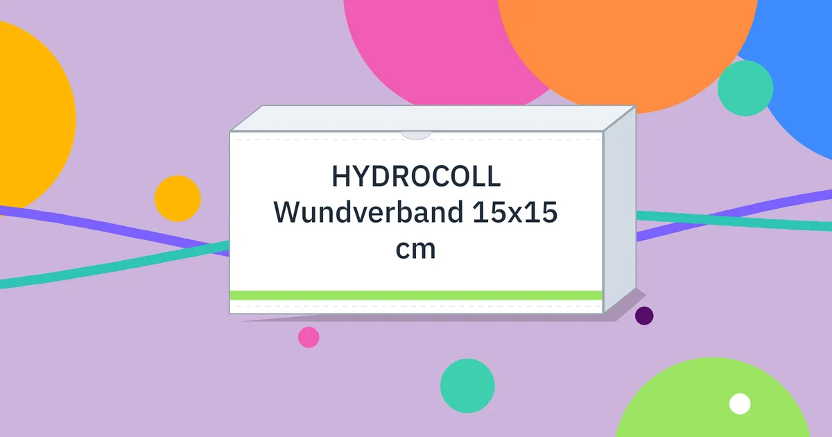 Symbolbild: Packung mit der Aufschrift HYDROCOLL Wundverband 15x15 cm (PZN 18125021) – Verfügbarkeit und Bezug in Apotheken in Frankfurt am Main