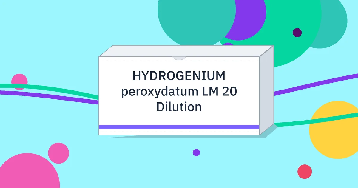 Symbolbild: Packung mit der Aufschrift HYDROGENIUM peroxydatum LM 20 Dilution (PZN 13557336) – Verfügbarkeit und Bezug in Apotheken in Frankfurt am Main