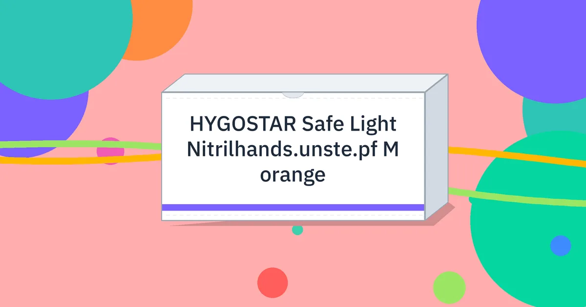 Symbolbild: Packung mit der Aufschrift HYGOSTAR Safe Light Nitrilhands.unste.pf M orange (PZN 20773744) – Verfügbarkeit und Bezug in Apotheken in Frankfurt am Main