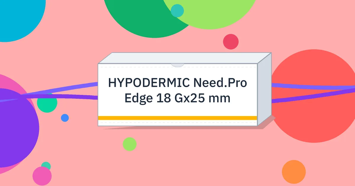 Symbolbild: Packung mit der Aufschrift HYPODERMIC Need.Pro Edge 18 Gx25 mm (PZN 06402857) – Verfügbarkeit und Bezug in Apotheken in Frankfurt am Main