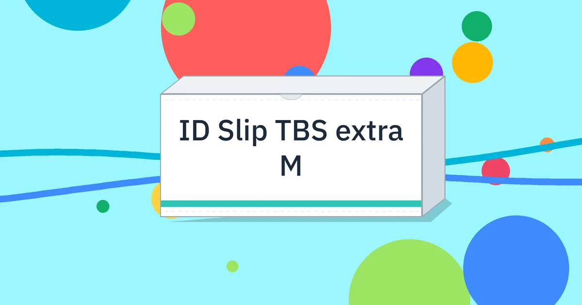 Symbolbild: Packung mit der Aufschrift ID Slip TBS extra M (PZN 16626500) – Verfügbarkeit und Bezug in Apotheken in Frankfurt am Main