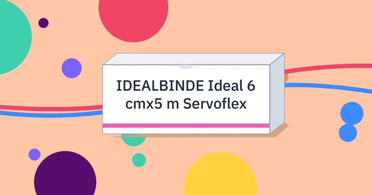Symbolbild: Packung mit der Aufschrift IDEALBINDE Ideal 6 cmx5 m Servoflex (PZN 03491895) – Verfügbarkeit und Bezug in Apotheken in Frankfurt am Main
