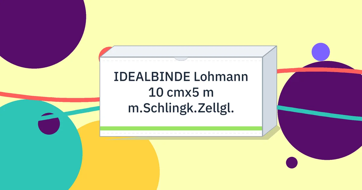Symbolbild: Packung mit der Aufschrift IDEALBINDE Lohmann 10 cmx5 m m.Schlingk.Zellgl. (PZN 00321916) – Verfügbarkeit und Bezug in Apotheken in Frankfurt am Main