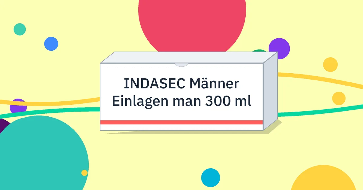Symbolbild: Packung mit der Aufschrift INDASEC Männer Einlagen man 300 ml (PZN 09923048) – Verfügbarkeit und Bezug in Apotheken in Frankfurt am Main