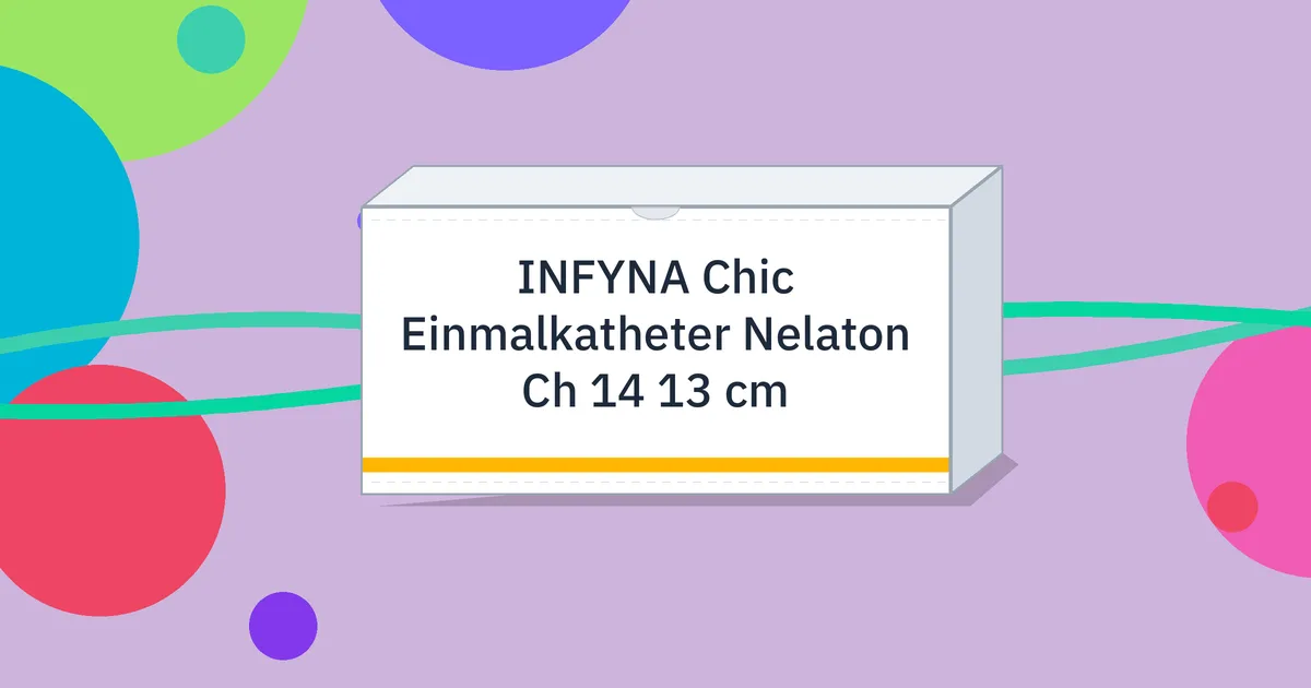 Symbolbild: Packung mit der Aufschrift INFYNA Chic Einmalkatheter Nelaton Ch 14 13 cm (PZN 15327899) – Verfügbarkeit und Bezug in Apotheken in Frankfurt am Main