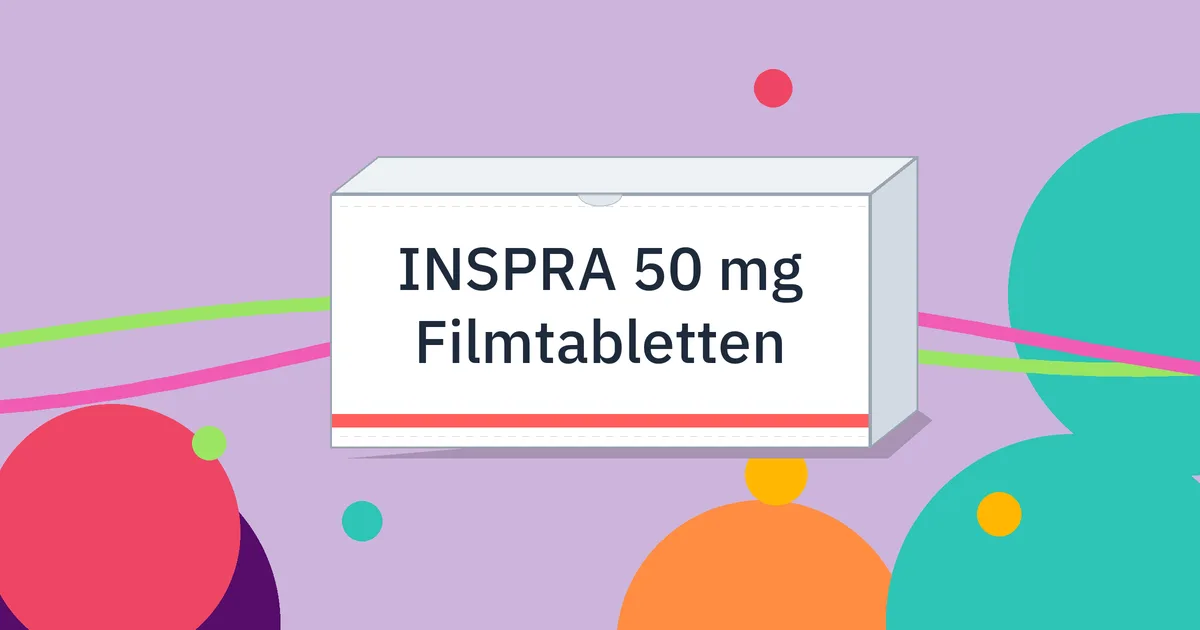 Symbolbild: Packung mit der Aufschrift INSPRA 50 mg Filmtabletten (PZN 13416110) – Verfügbarkeit und Bezug in Apotheken in Frankfurt am Main