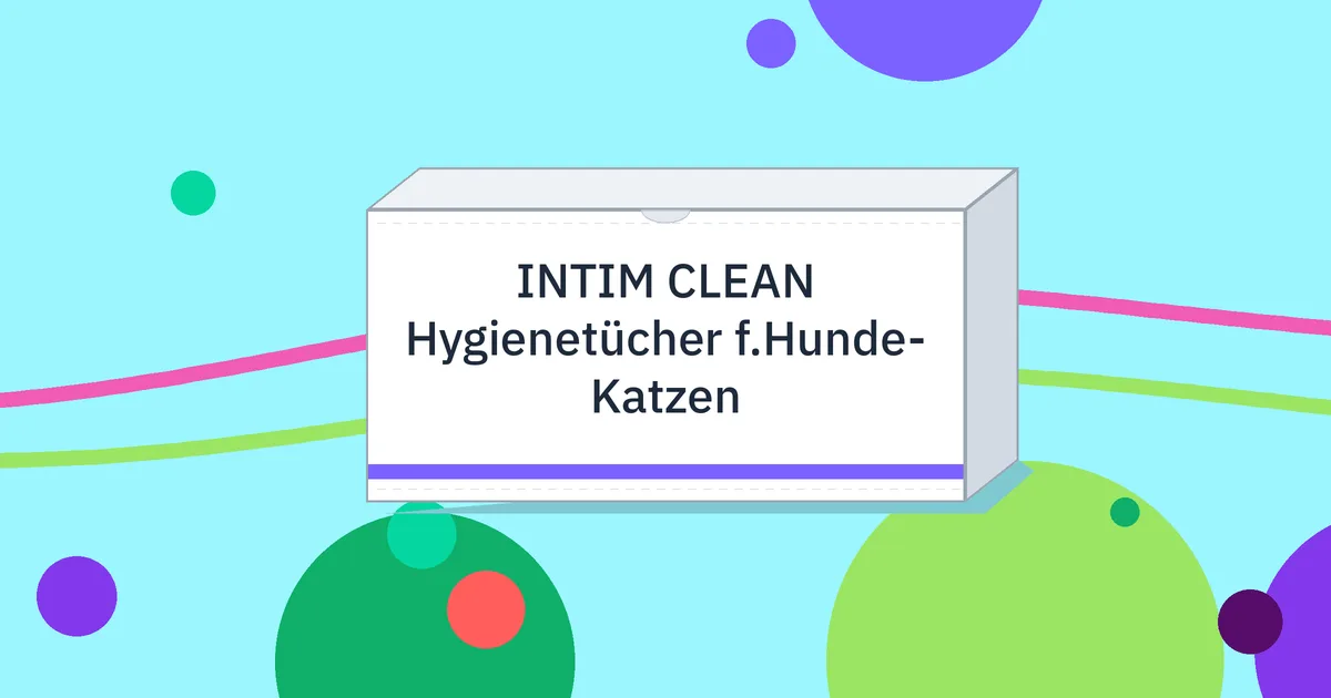 Symbolbild: Packung mit der Aufschrift INTIM CLEAN Hygienetücher f.Hunde-Katzen (PZN 16911040) – Verfügbarkeit und Bezug in Apotheken in Frankfurt am Main