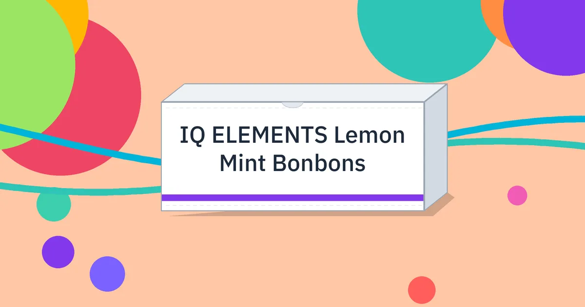 Symbolbild: Packung mit der Aufschrift IQ ELEMENTS Lemon Mint Bonbons (PZN 06784623) – Verfügbarkeit und Bezug in Apotheken in Frankfurt am Main