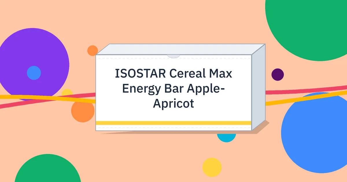 Symbolbild: Packung mit der Aufschrift ISOSTAR Cereal Max Energy Bar Apple-Apricot (PZN 20782507) – Verfügbarkeit und Bezug in Apotheken in Frankfurt am Main