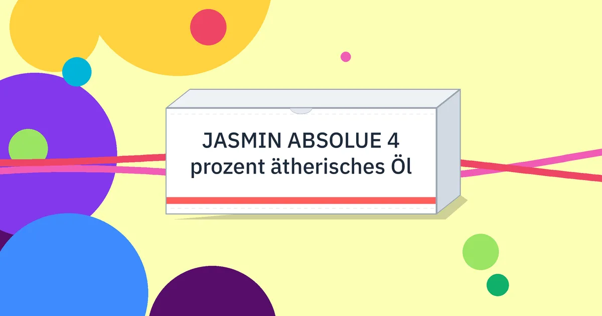 Symbolbild: Packung mit der Aufschrift JASMIN ABSOLUE 4 prozent ätherisches Öl (PZN 16583222) – Verfügbarkeit und Bezug in Apotheken in Frankfurt am Main