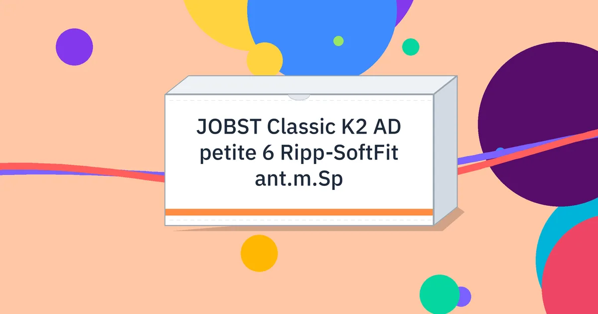 Symbolbild: Packung mit der Aufschrift JOBST Classic K2 AD petite 6 Ripp-SoftFit ant.m.Sp (PZN 14222974) – Verfügbarkeit und Bezug in Apotheken in Frankfurt am Main