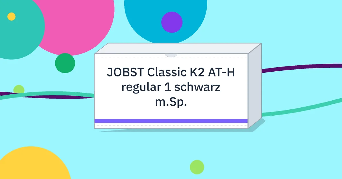 Symbolbild: Packung mit der Aufschrift JOBST Classic K2 AT-H regular 1 schwarz m.Sp. (PZN 13068784) – Verfügbarkeit und Bezug in Apotheken in Frankfurt am Main
