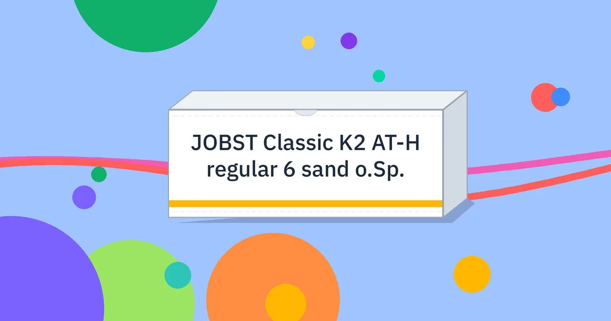Symbolbild: Packung mit der Aufschrift JOBST Classic K2 AT-H regular 6 sand o.Sp. (PZN 13068962) – Verfügbarkeit und Bezug in Apotheken in Frankfurt am Main