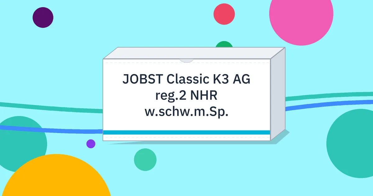 Symbolbild: Packung mit der Aufschrift JOBST Classic K3 AG reg.2 NHR w.schw.m.Sp. (PZN 13073615) – Verfügbarkeit und Bezug in Apotheken in Frankfurt am Main