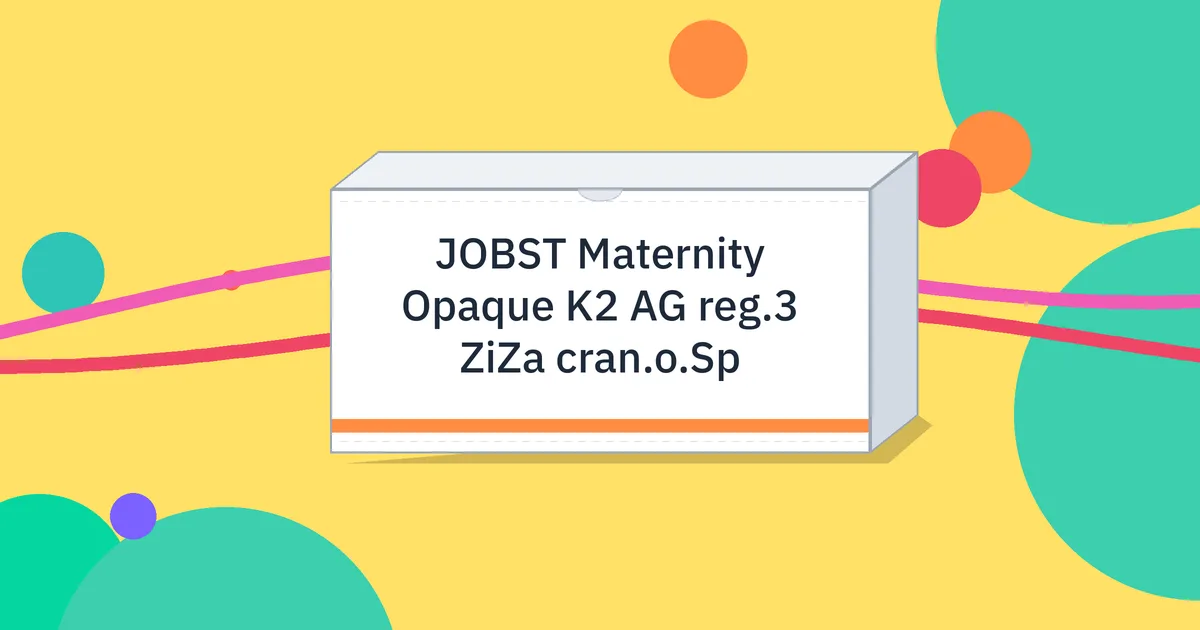 Symbolbild: Packung mit der Aufschrift JOBST Maternity Opaque K2 AG reg.3 ZiZa cran.o.Sp (PZN 15858088) – Verfügbarkeit und Bezug in Apotheken in Frankfurt am Main