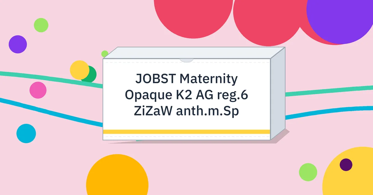 Symbolbild: Packung mit der Aufschrift JOBST Maternity Opaque K2 AG reg.6 ZiZaW anth.m.Sp (PZN 15856020) – Verfügbarkeit und Bezug in Apotheken in Frankfurt am Main